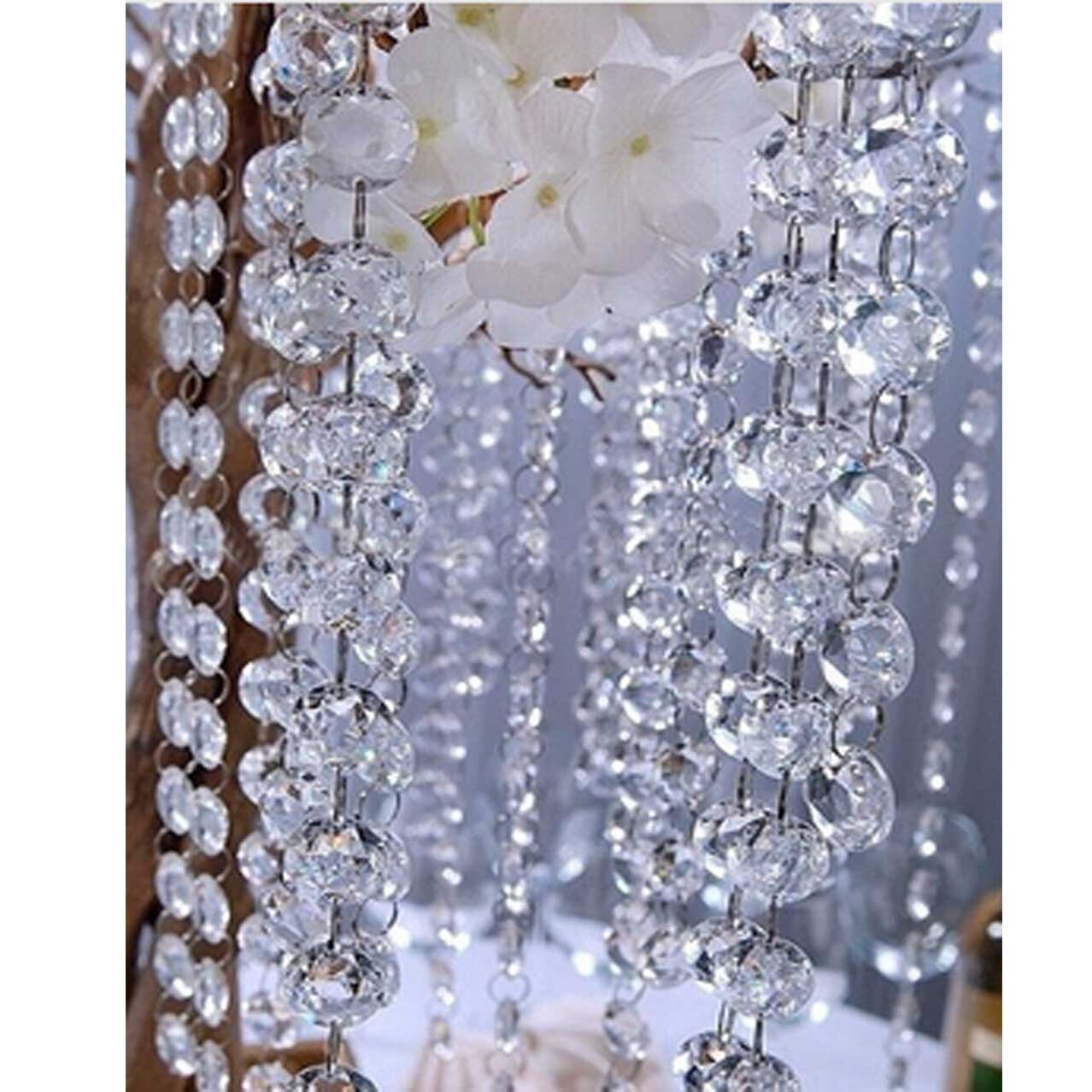 100FT/30M Garland Octagon Strand Acrylic Crystal Bead Curtain Wedding ...
