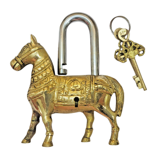 Antique Padlock Brass Hand Crafted Working Decorative Horse Shape ...