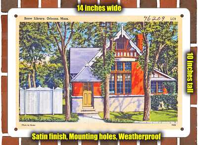 Metal Sign - Massachusetts Postcard - Snow Library, Orleans, Mass. | eBay