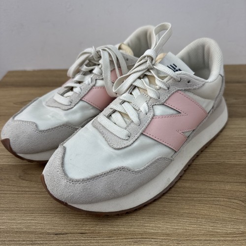 New Balance 237 White Beige Pink Running Shoes Suede WS237GA Womens ...