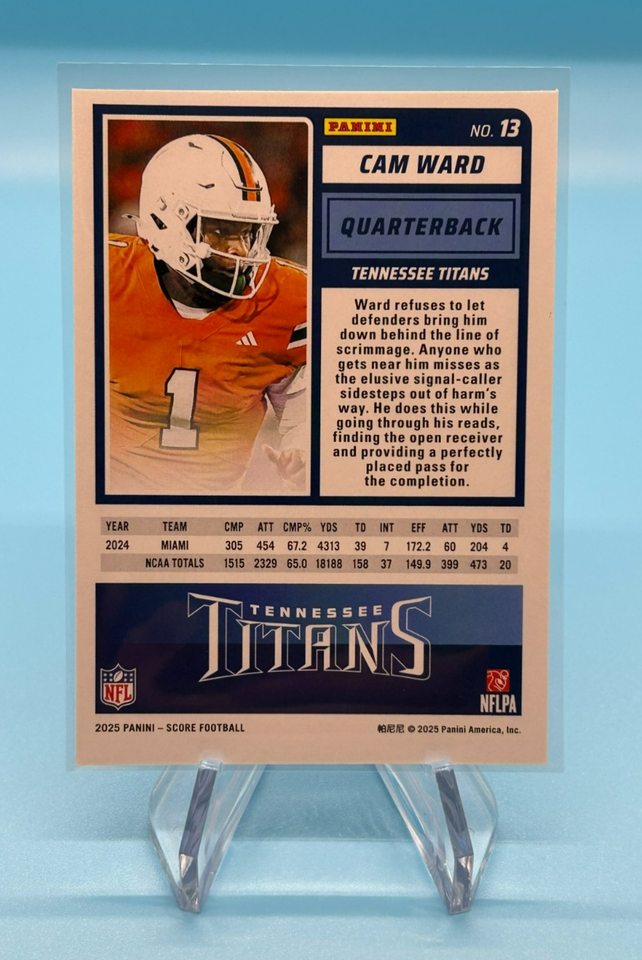 2025 Score Cam Ward Rookie Card #13 Tennessee Titans RC | eBay
