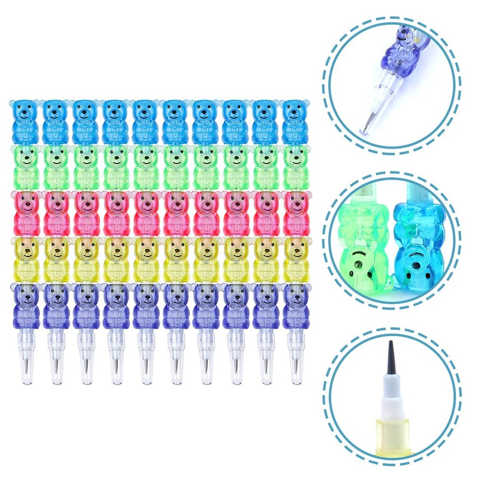 5 Pieces Novelty Pencils for Kids Cartoon Party Favor Stackable Bear ...