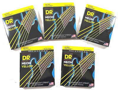 DR Strings Guitar Strings 5 Sets Electric Neon Yellow 11-50 Heavy | eBay