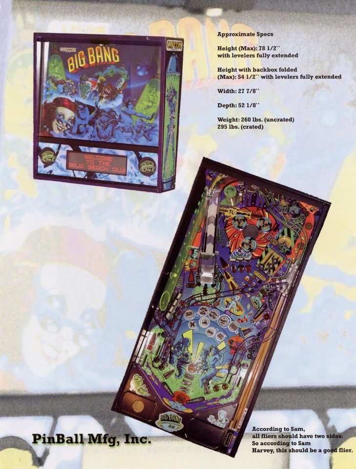 Big Bang Bar Pinball Machine Flyer / Original Brochure | eBay