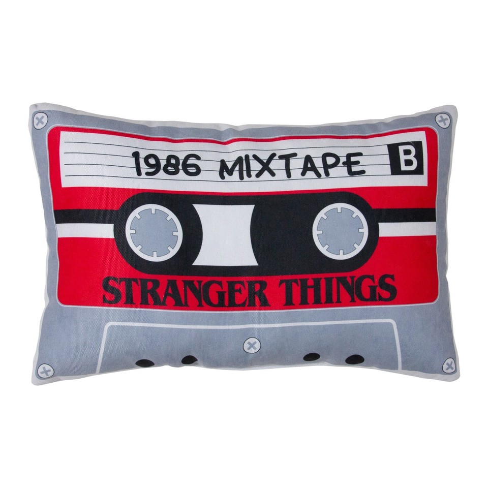 Stranger Things Cassette Cushion Grey Tape Pillow for Bedroom Sofa 25 x ...