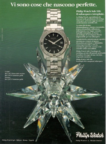 Watch Philip Watch Sub 100 Quartz Advertising '1989 Original 1 Page | eBay