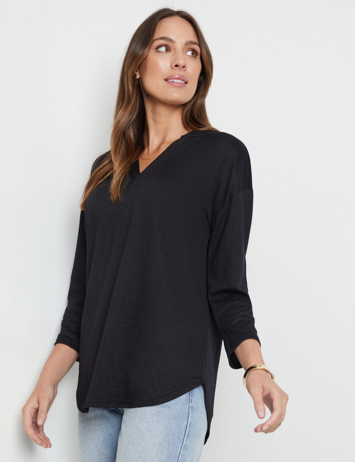 KATIES - Womens Tops - Long Sleeve Tear Drop Front Fluffy Knit Top | eBay