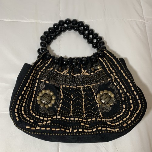 Indeed BOHEMIAN WOODEN Handle BEAD FULLY BEADED PURSE HANDBAG | eBay