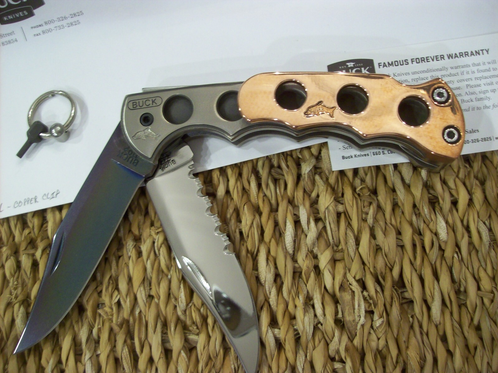 RARE CUSTOM BUCK KNIFE 186 DUAL BLADED w/COPPER CLIP / 1 of 1 By "Joe ...