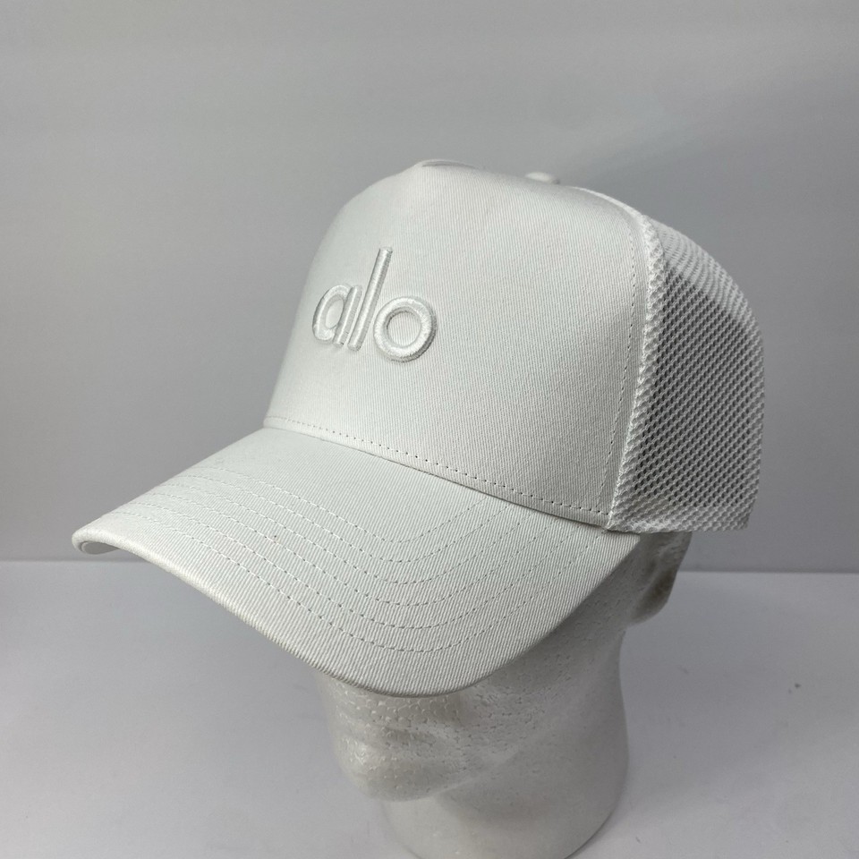 Alo Hat Cap Performance District Trucker White Unisex One Size NEW $68 ...
