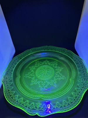 “Fallout” Vintage Uranium Green Glass Cherry Blossom Pattern 9" Plate ...