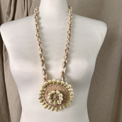 Vintage Cats Eye Cowrie Seashell Flower Pendant Boho Necklace | eBay