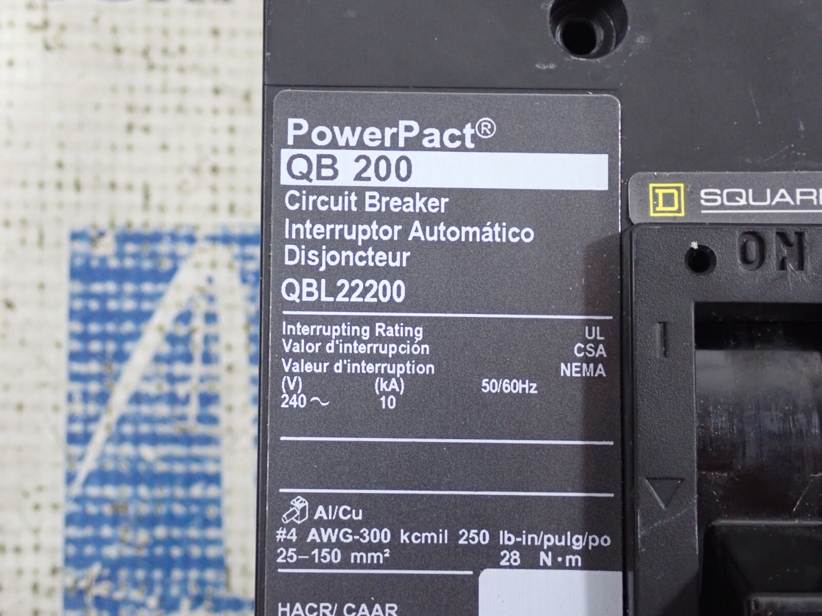 Square D QBL22200 PowerPact 200 Amp 2 Pole 240V QB200 Circuit Breaker ...