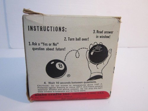 Vintage Magic 8 Ball ALABE CRAFTS Toy Fortune Teller with Original Box ...