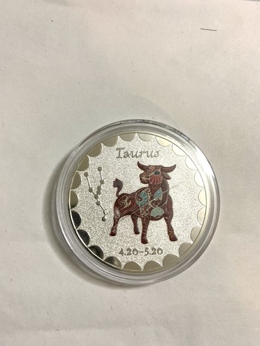 Lucky & Gift Colored “ 12 Constellations Taurus“40mm Big Coin with ...