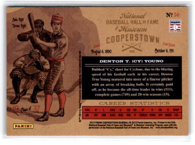 2013 Cooperstown Baseball Denton T. Cy Young #50 | eBay