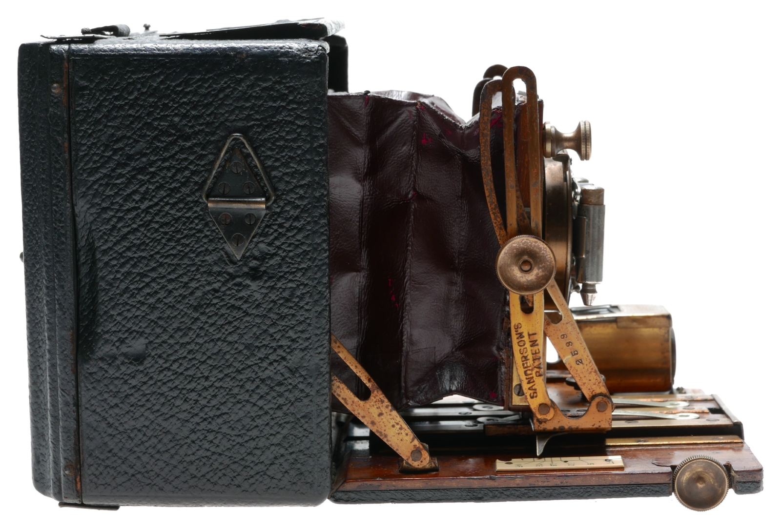 F.H. Sanderson Junior Hand camera wooden red bellows | eBay