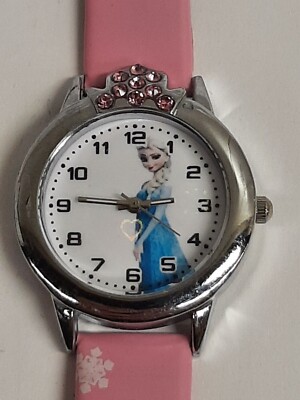 Disney Watch ~ Frozen: Princess Elsa, Pink Snowflake Band, Rhinestones ...