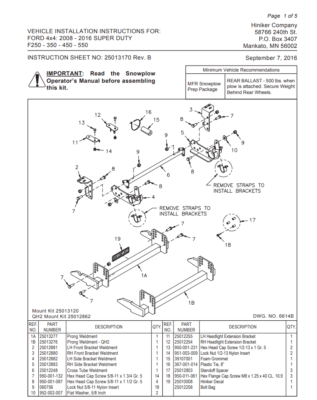 Hiniker Plow Mount 25012862 - 08-16 F250-F550 - QH2 | eBay