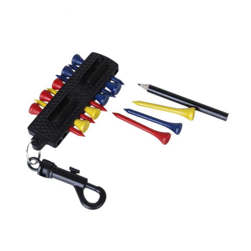 Golf Tee Caddy Keeper key chain 12 Tees 2 Ball Markers Divot Tool ...