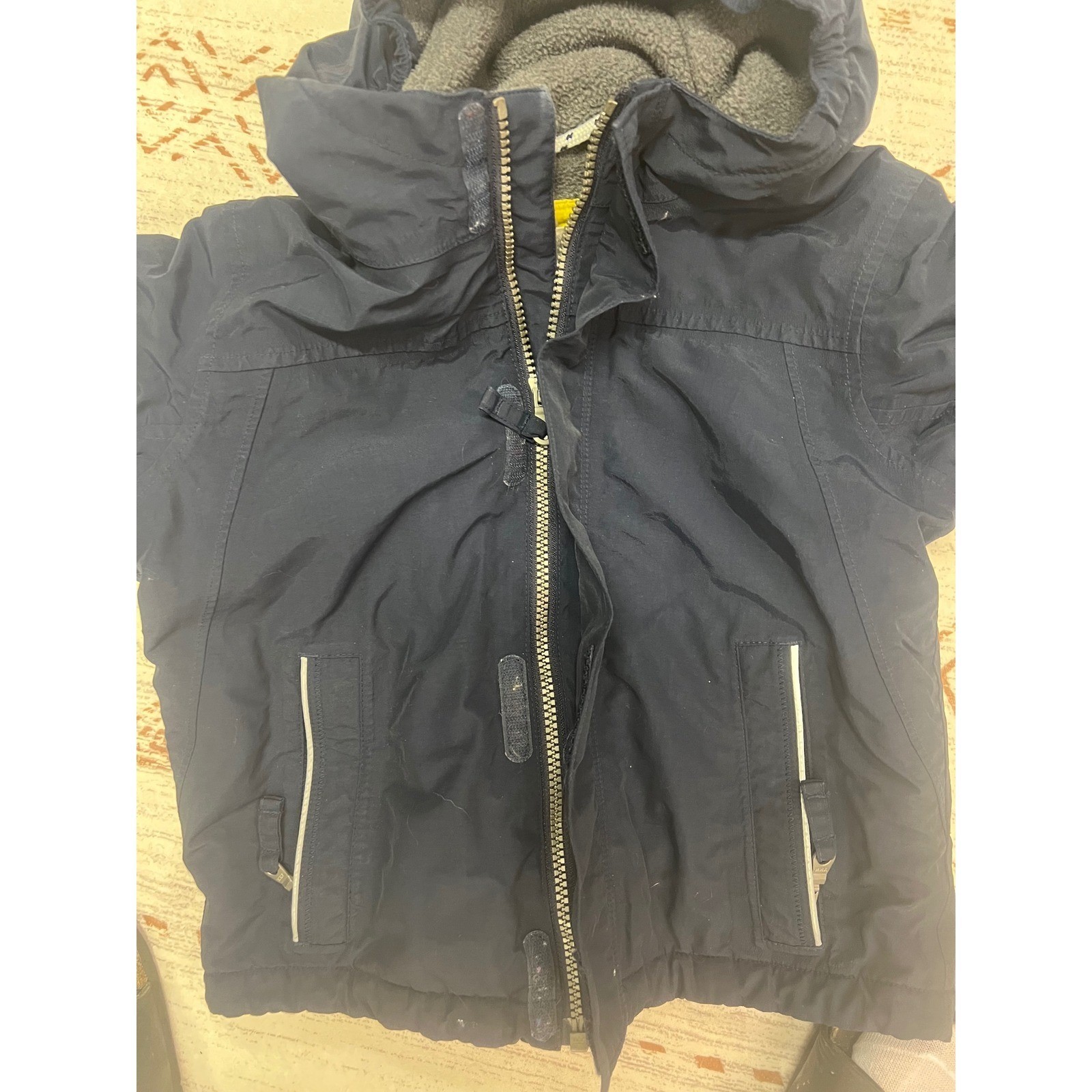 Lands End Kids The Squall Navy Blue Fleece Lined Hooded Winter Jacket ...