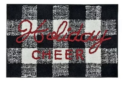 St Nicholas Square Black White Buffalo Plaid Cotton Bath Rug 20x30 ...