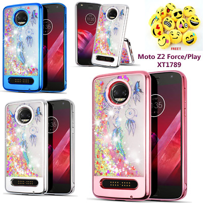 for Moto Z2 Force/ Z2Play XT1789 Liquid Glitter Flow Sparkle Shockproof ...