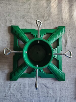 Vintage 14x14 Art Deco Cast Iron Christmas Tree Stand Heavy Duty Green ...