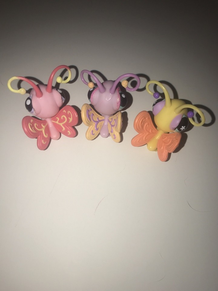 Littlest Pet Shop Butterflies LPS #202 #397 #497 Pink Purple And Yellow ...
