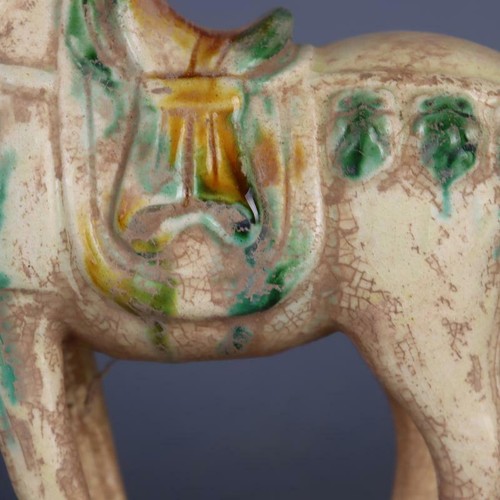Chinese Tang Tri-Color Glazed Ceramics White War Horse Porcelain Statue ...