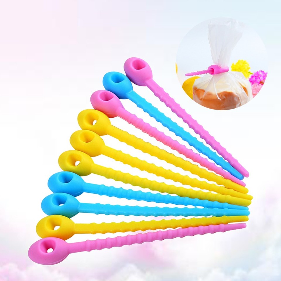 10PCS bread clips reusable colorful silicone ties bag clip Practical ...