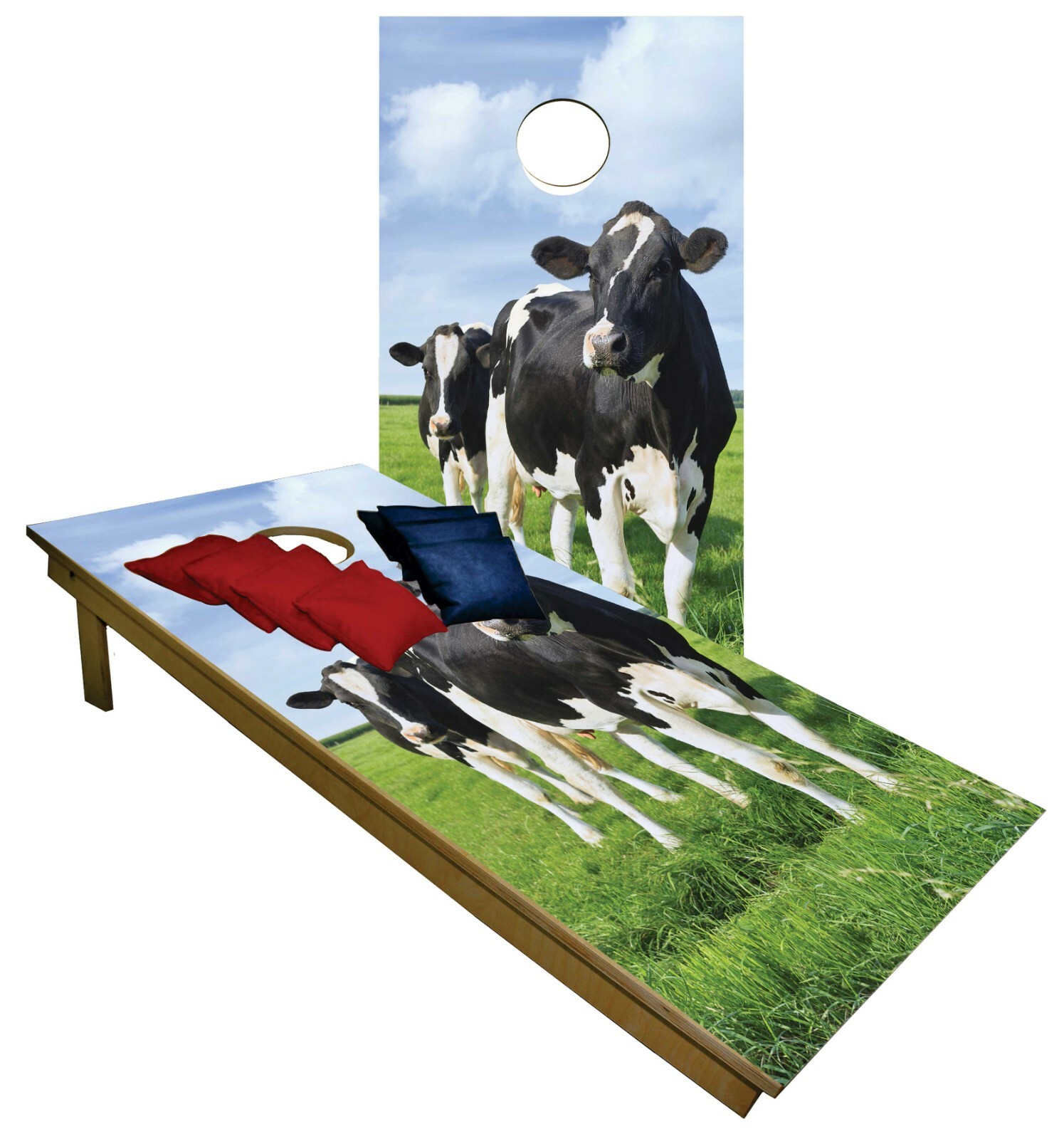 Cow CORNHOLE BEANBAG TOSS GAME w Bags Game Boards Farming Farm Cow ...