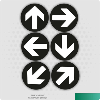 6 x Direction Arrows Black Self-Adhesive Stickers Safety Signs | eBay