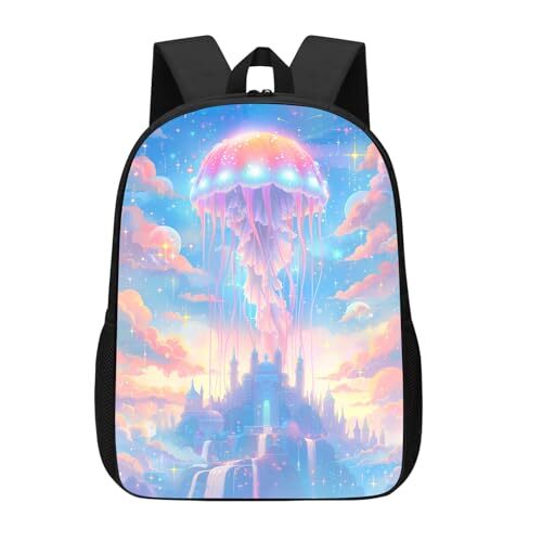 Girls Jellyfish Backpack Pink and Blue Fantasy Jellyfish Castle Cloud ...
