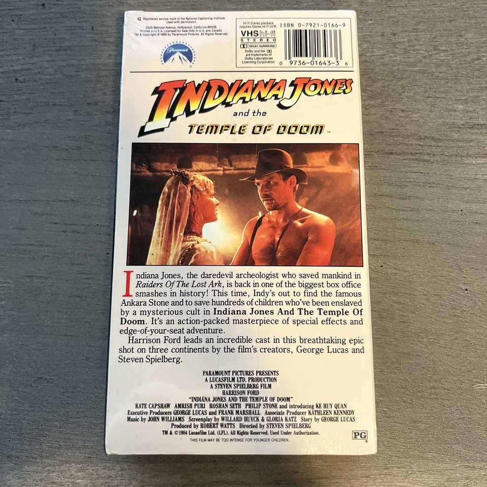 New Sealed Indiana Jones and the Temple of Doom VHS 1989 w/ watermarks ...