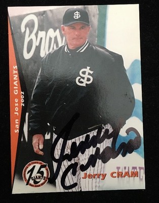 JERRY CRAM 2002 GRANDSTAND Autograph Signed AUTO Baseball Card 30 ...