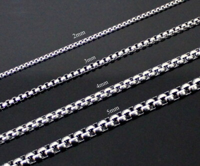 Stainless Steel Round Box 316L Chain Men Women 2mm-5mm Quality Necklace ...