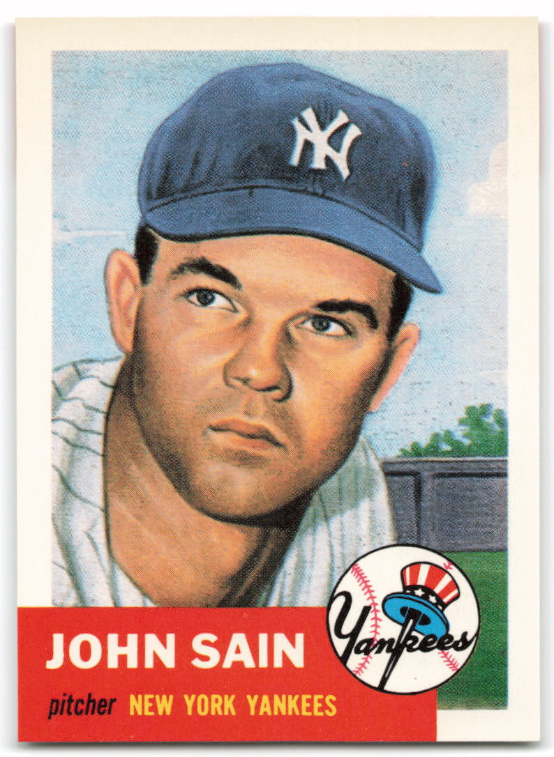 1991 Topps Archives 1953 #119 John Sain Bio white text New York Yankees ...