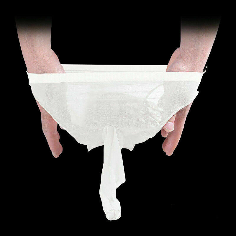 Men's See-through Bulge Pouch Briefs Sheer Nylon Shiny G-String Thong ...