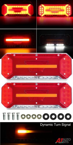 2 X 12V 24V LED Rear Tail Lights Indicator Stop Light Trailer Caravan ...