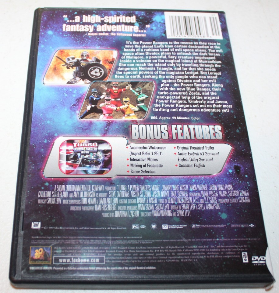 Turbo: a Power Rangers Movie (DVD, 1997) Jason David Frank, Jon ...