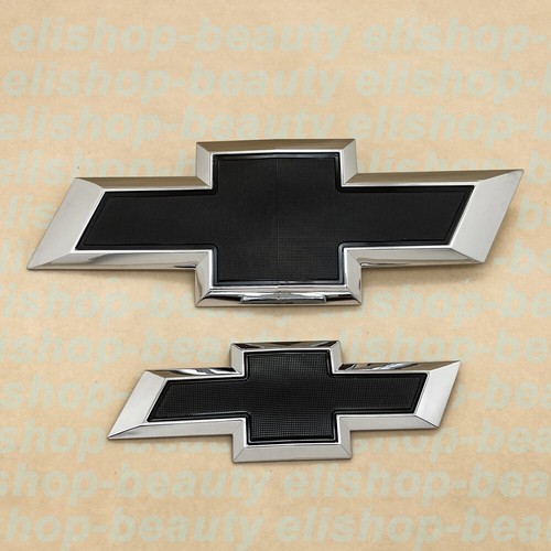 2015-2020 Chevrolet Tahoe Suburban Front & Rear Chrome Black Bowtie ...