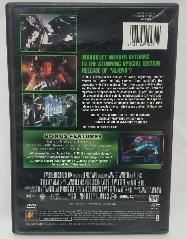 Aliens (DVD, 1999, Special Edition) 86162104312| eBay