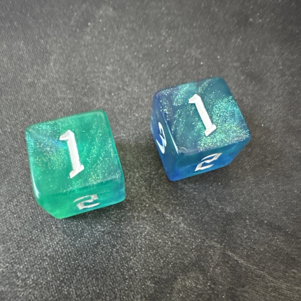 Numbered D6 Six Sided 16mm Dice - Set of 10 - Marbled Blue-Green 4 | eBay