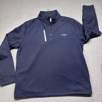 Mens Callaway Blue 1/4 Zip Golf Pullover Shirt Long Sleeve Polyester ...