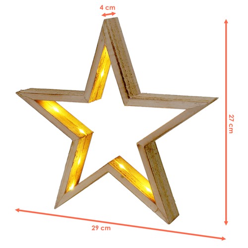 LED Holzstern natur mit Timer - 29 cm - Weihnachten Fenster Deko Stern ...