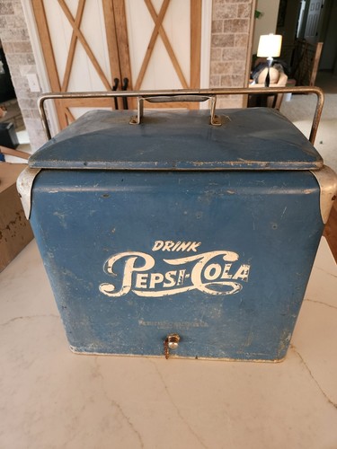 Vintage 1950’s Pepsi Cola Blue Metal Progress Refrigerator Co. Cooler ...