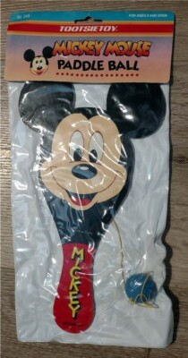 Mickey Mouse - Wood Paddle Ball - New - 1990 | eBay