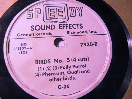 TV Radio SHOW SOUND EFFECTS Record Speedy Q BIRDS Talking Parrot Jungle ...