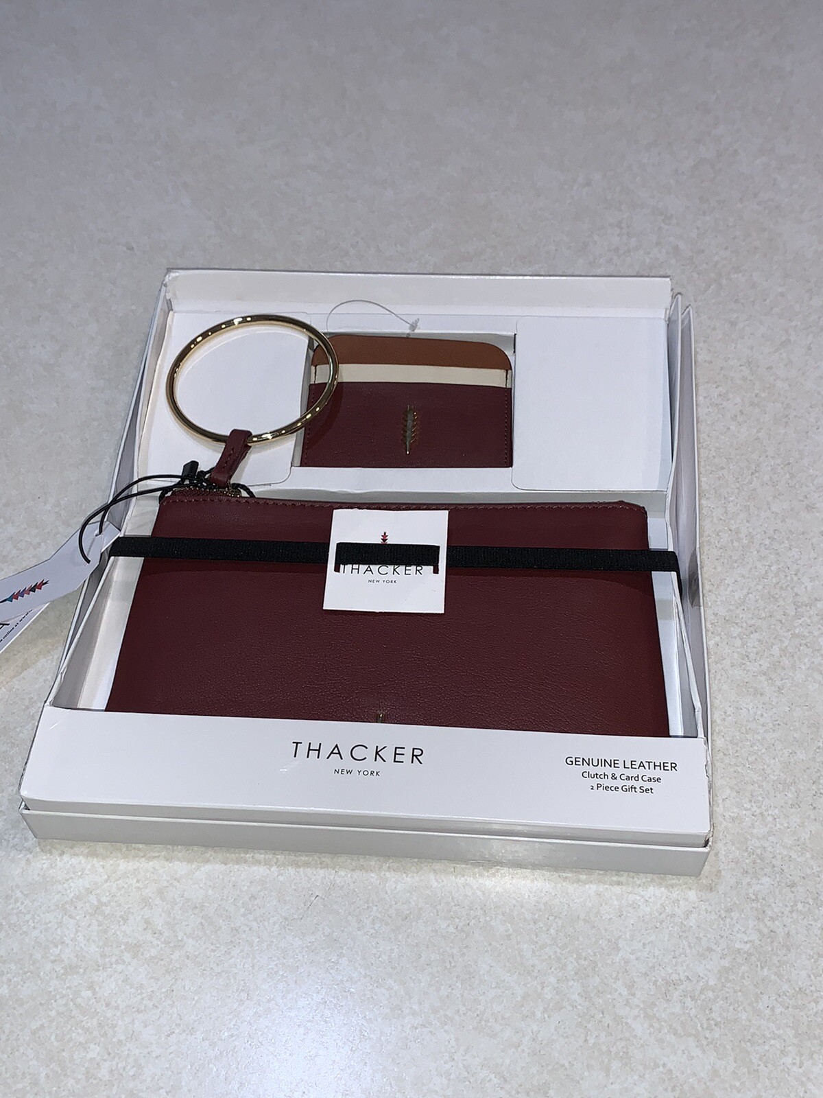 Thacker New York Genuine Leather Clutch & Card Case 2 Piece Gift Set ...